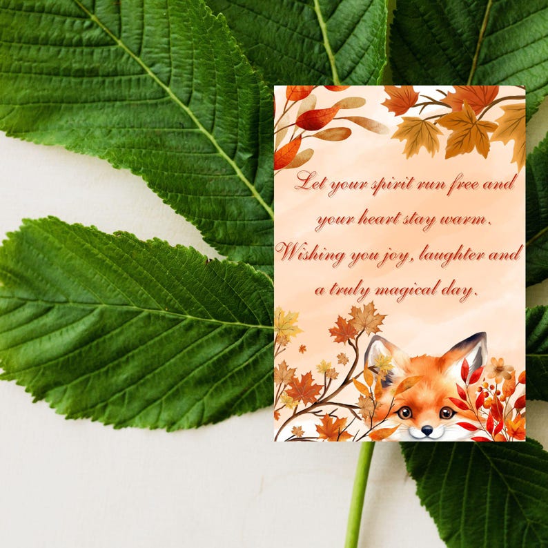 Fox Birthday Card Printable | Foldable Woodland Animal Card | Autumn ...