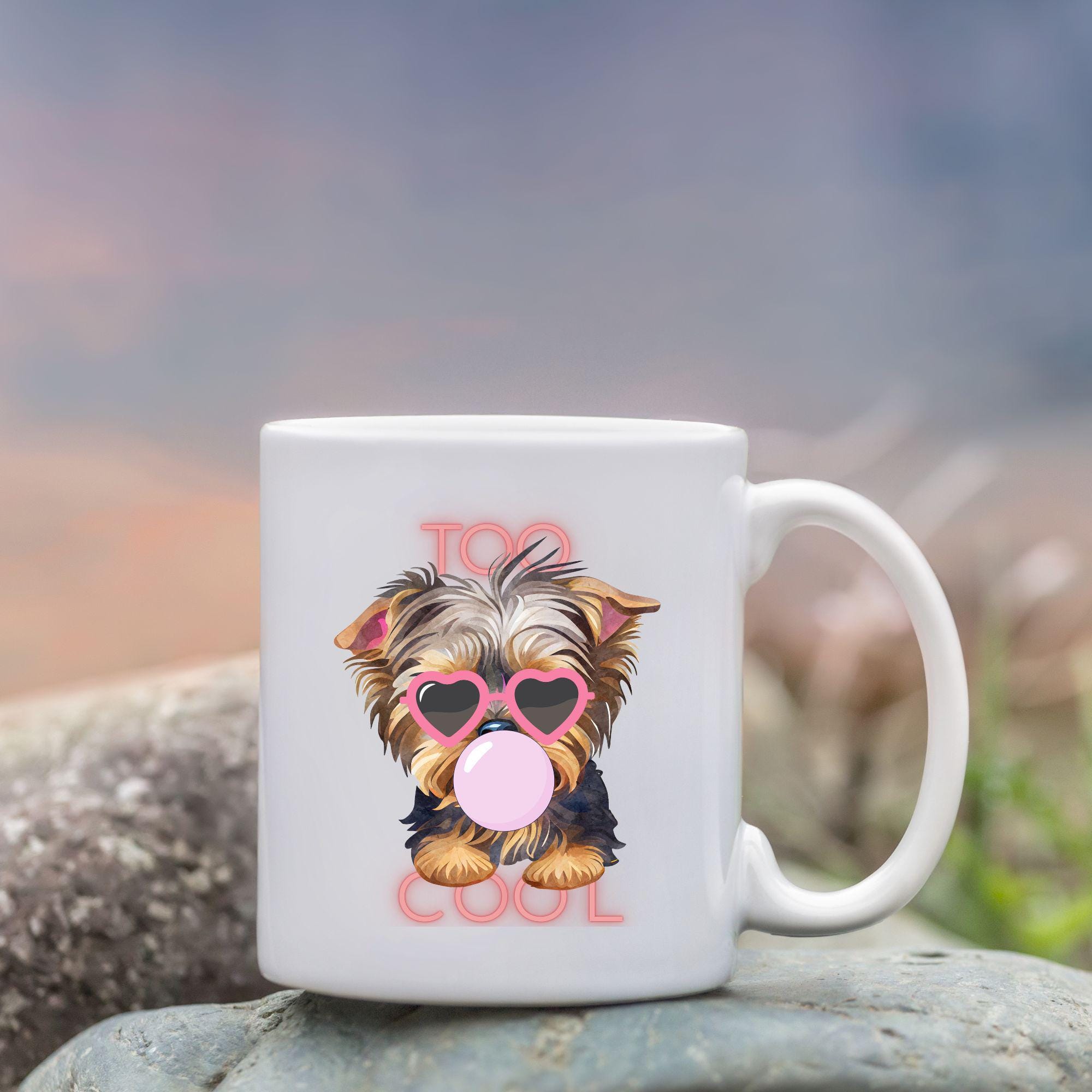 Yorkie Sticker Printable | Cute Dog With Sunglasses | Funny Pet Digital ...