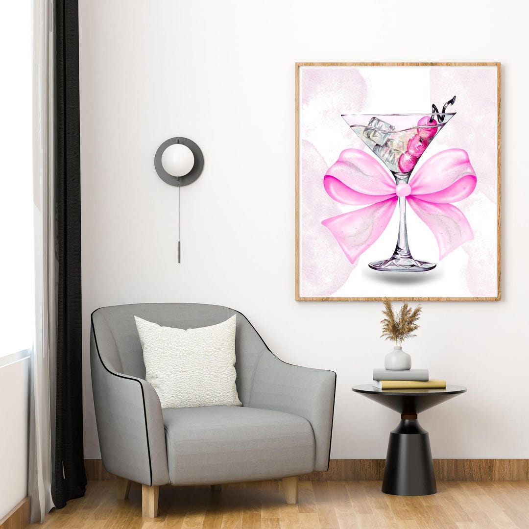 Pink Martini Wall Art Printable | Glam Cocktail Bar Decor | Blush ...