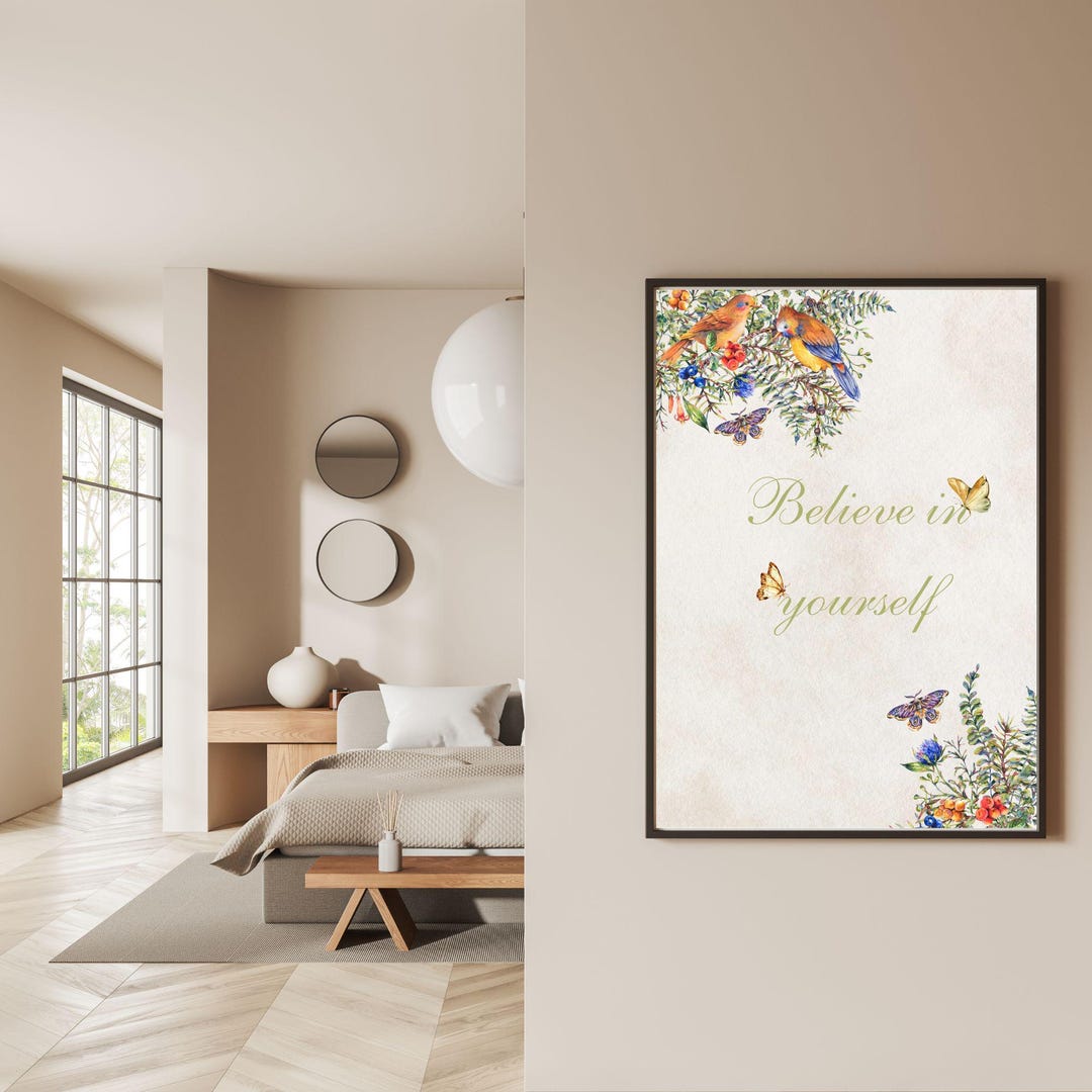 Believe in Yourself Print: Watercolor Botanical Wall Art (digital ...