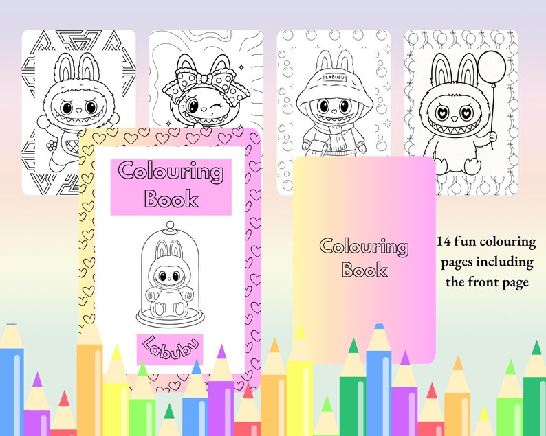 Labubu Inspired Colouring Book | Printable Art | Bold Designs | Fun ...