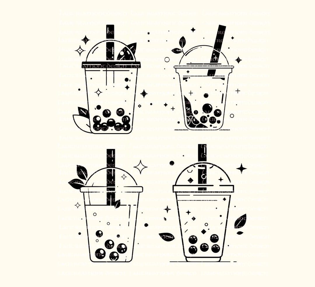 Bubble Tea Vector Set – Aesthetic Boba Tea Clipart, Cute Minimalist Png, Svg, Ai, Eps, Jpg - Etsy