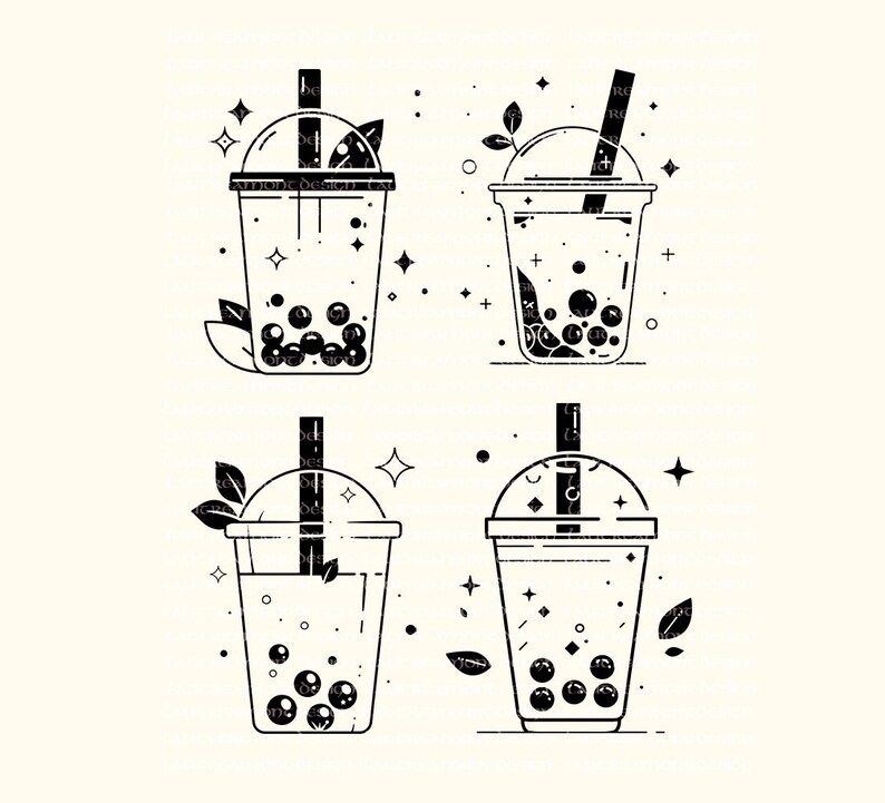 Bubble Tea Vector Set – Aesthetic Boba Tea Clipart, Cute Minimalist Png, Svg, Ai, Eps, Jpg - Etsy