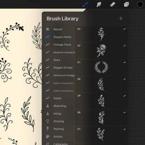 Botanical Procreate Brushes – 41 Hand-drawn Floral & Herb Stamps, Line ...