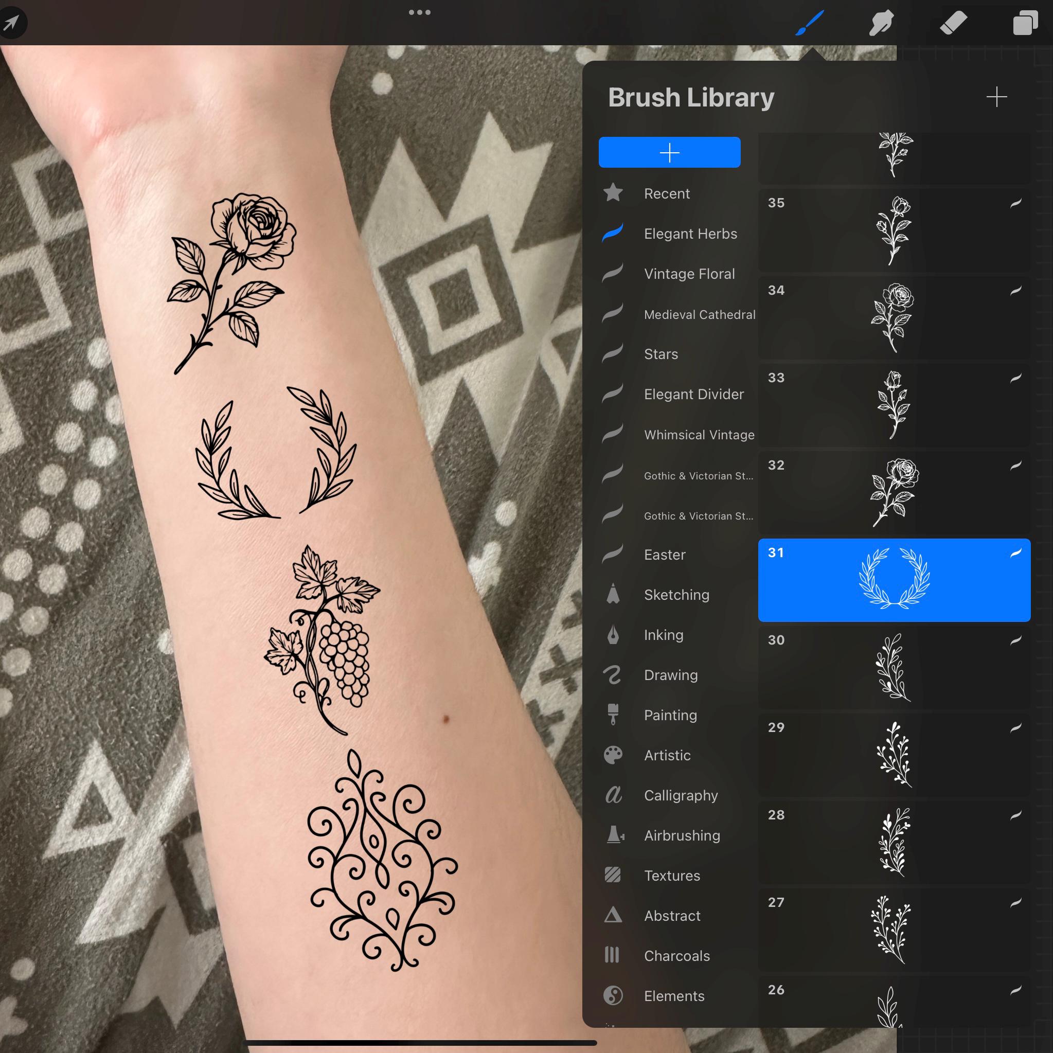 Botanical Procreate Brushes – 41 Hand-drawn Floral & Herb Stamps, Line ...