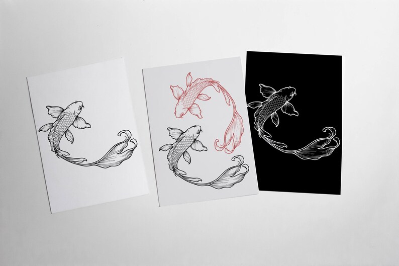 Koi Fish Line Art | Digital Vector Art | Png, Jpg, Svg, Ai, Eps - Etsy
