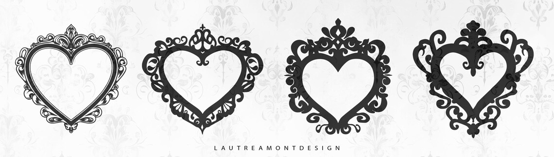 Gothic Heart Clipart PNG - Dark Romantic Frames, Victorian Baroque Borders, Vintage Black SVG ...