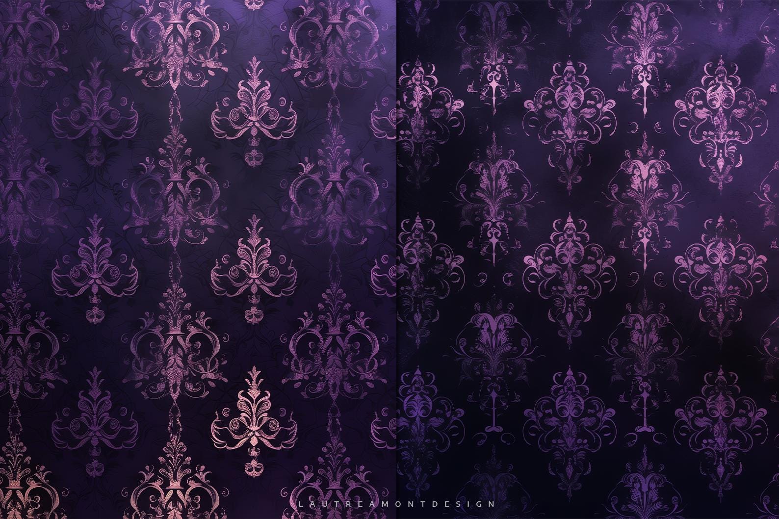 Gothic Purple Baroque Digital Paper Pack: Damask & Cathedral (PNG JPG ...