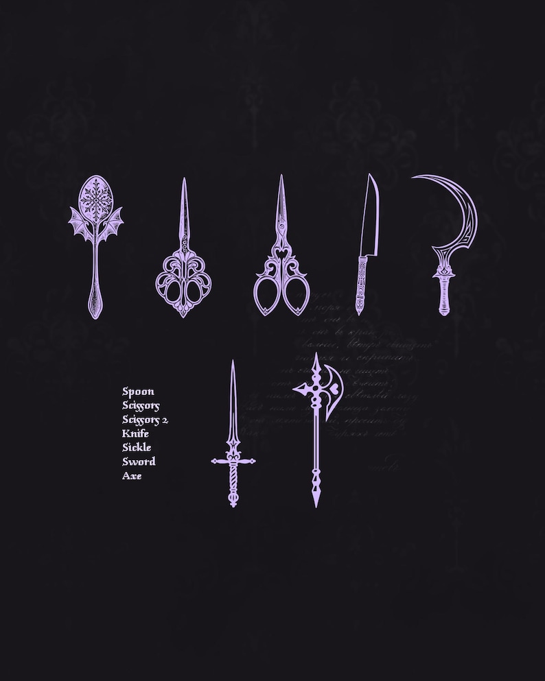 Gothic Procreate Stamps – Dark Roses, Swords, Cathedrals (25 Line Art ...