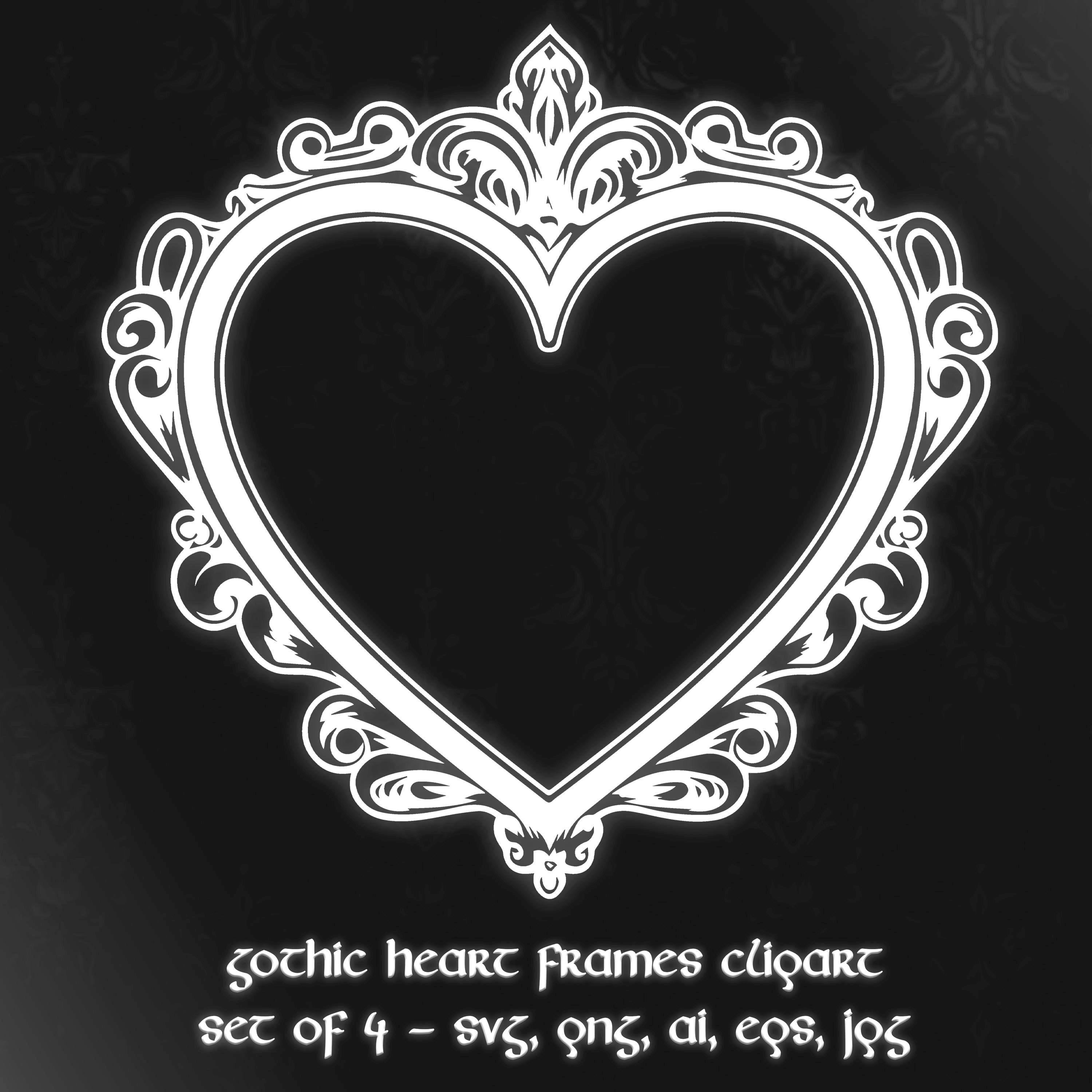 Gothic Heart Clipart PNG - Dark Romantic Frames, Victorian Baroque ...