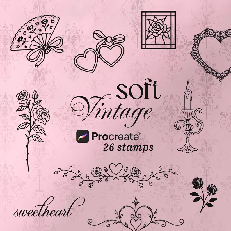 Vintage Floral Procreate Stamps: Romantic Brush Set (digital Download ...
