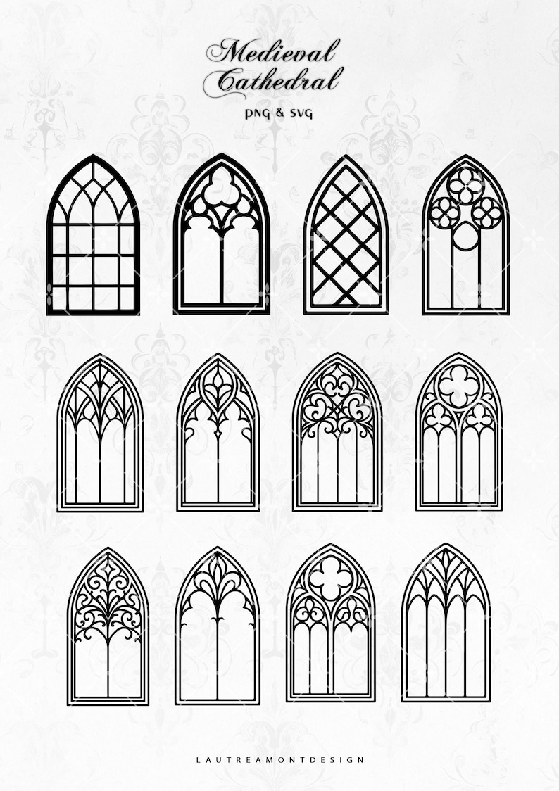 Gothic Cathedral Window Clipart: Medieval SVG & PNG Frames - Etsy