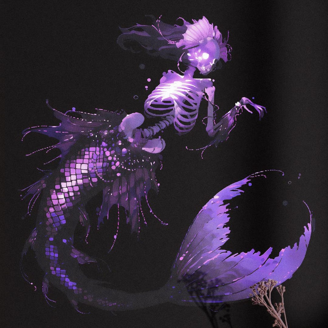 Dark Ethereal Mermaid – Skeleton Deep Sea Siren Art - Etsy