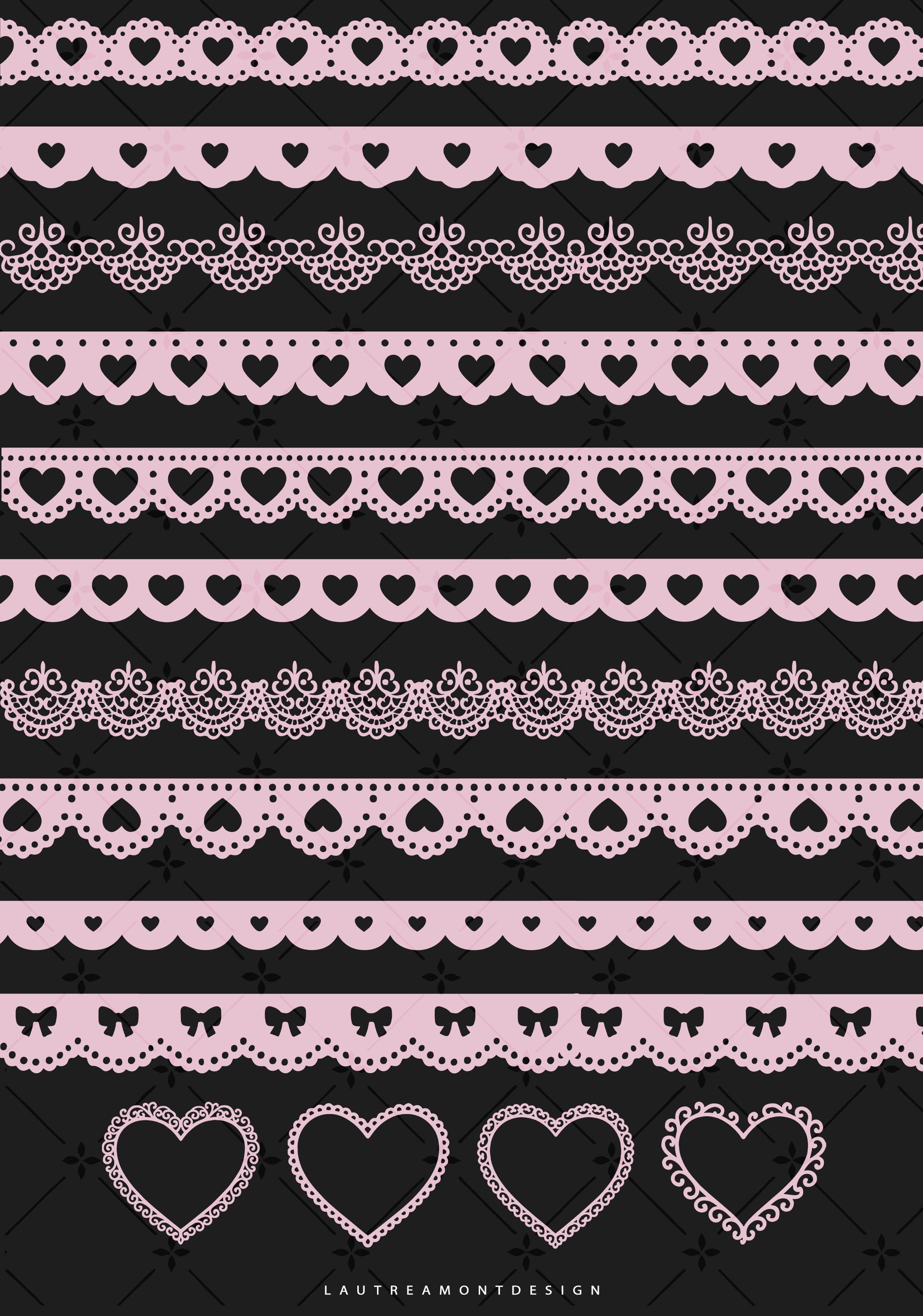 Lace Borders Clipart: Heart, Bow, Scalloped Edges (PNG & SVG) - Etsy