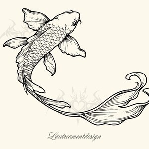 Koi Fish Line Art | Digital Vector Art | Png, Jpg, Svg, Ai, Eps - Etsy