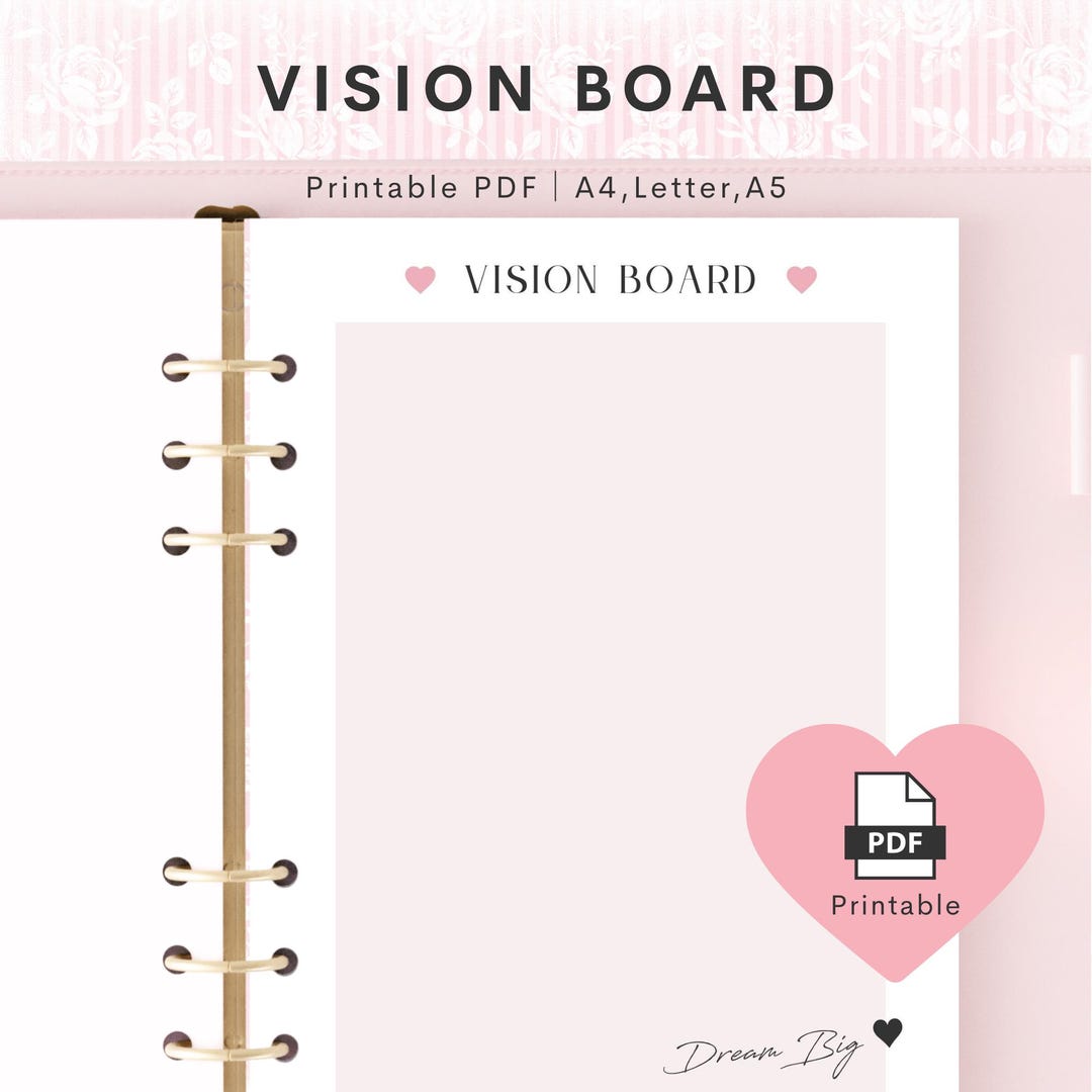 Vision Board, Yearly Planner, Printable Digital Template Planner PDF｜A4 ...