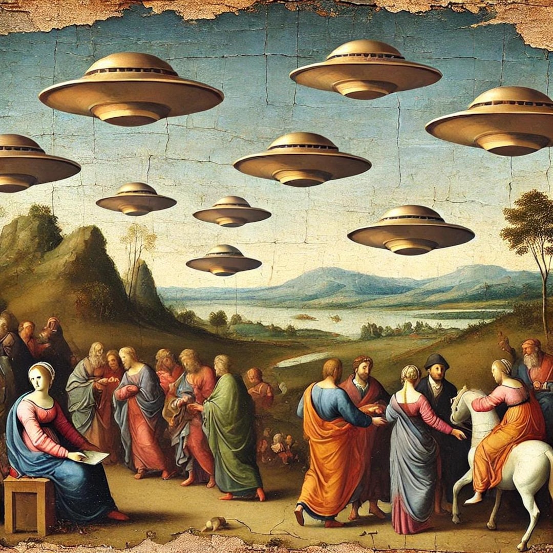 Renaissance Painting With UFO – Classical Art Meets Sci-fi - Etsy