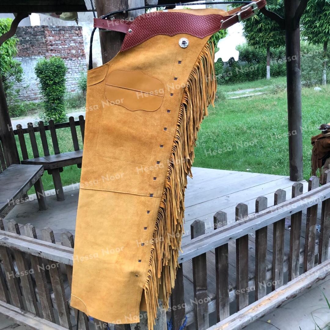 Leather Chap Handmade Western Chaps Suede Fringe Cowboy Rodeo Gear ...