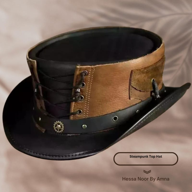 Goth Leather Top Hat - Etsy