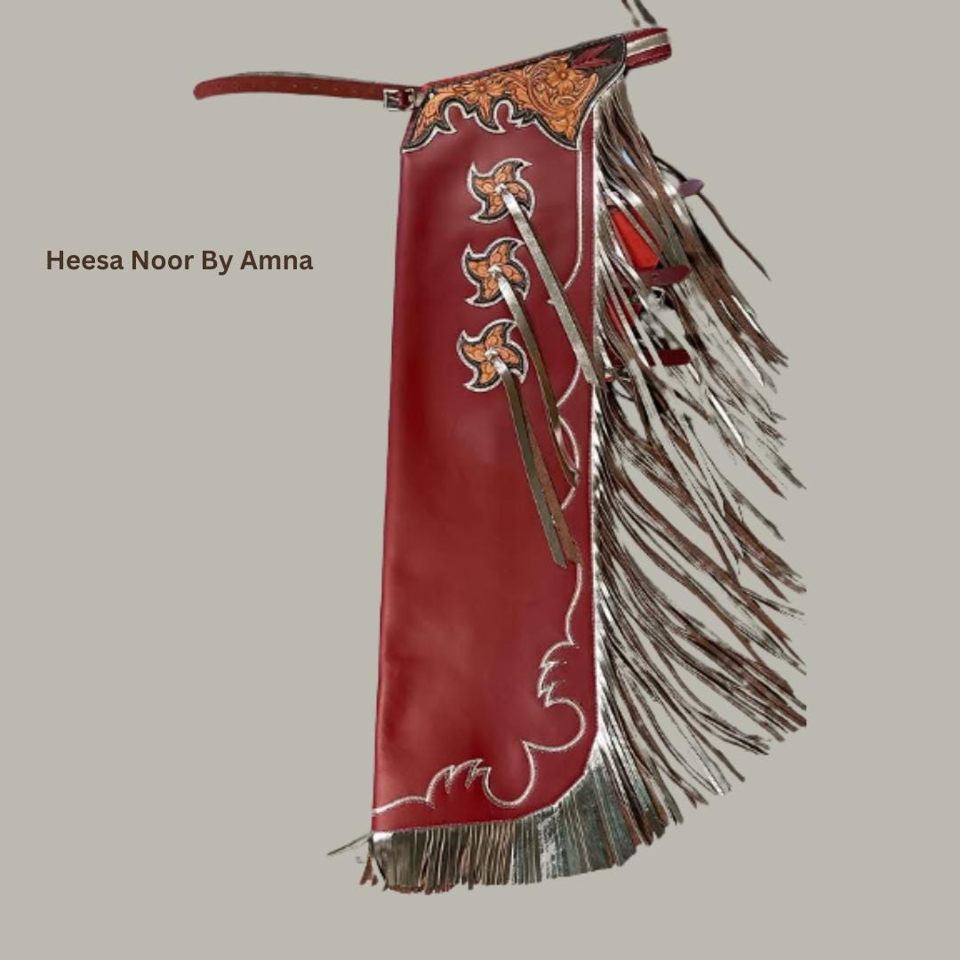 Hand-tooled Leather Rodeo Chaps | Custom Western Chap | Fringe Bull ...