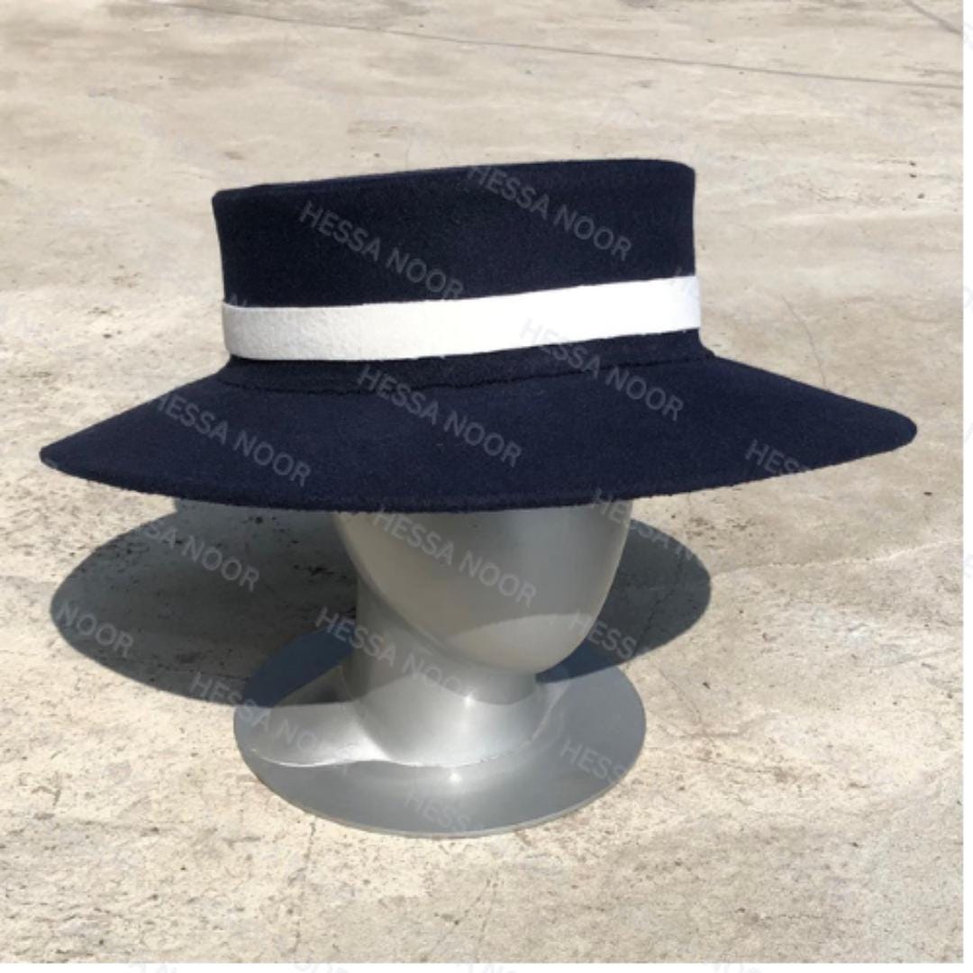 Women’s Wide Brim Wool Top Hat With White Band – Elegant Formal Dress ...