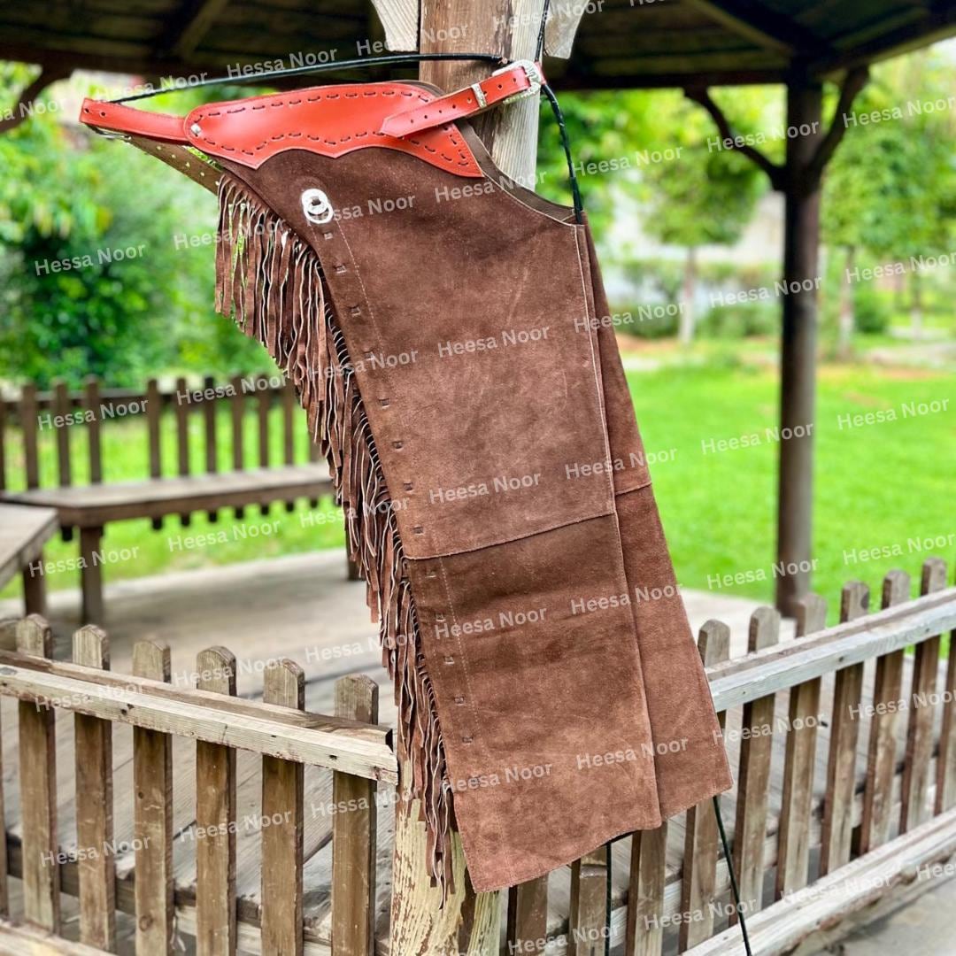 Western Shotgun Dark Brown Color Suede Leather Chap, Rodeo Outfit ...