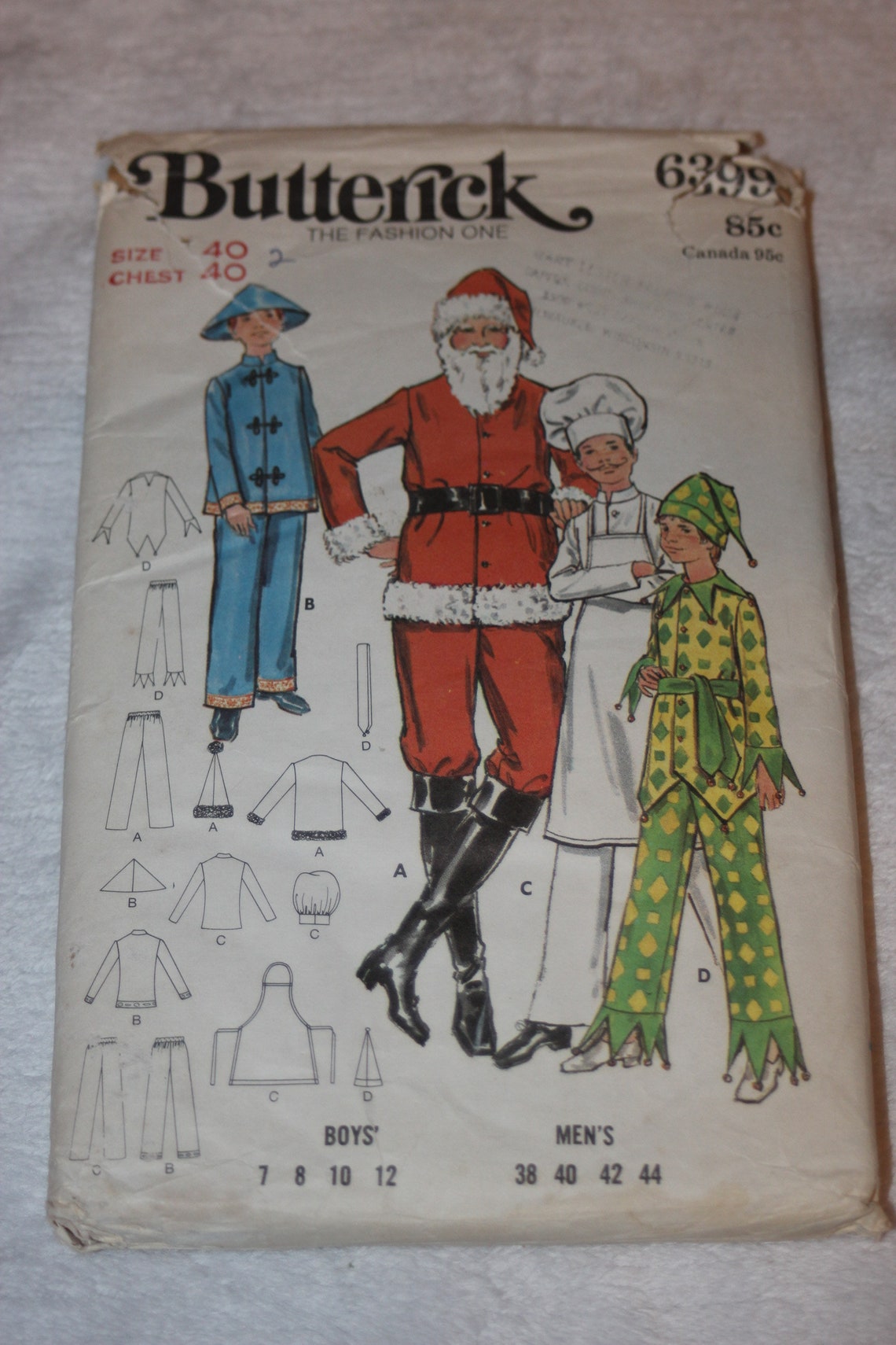 Vintage Butterick 6399 Halloween Costume Sewing Pattern Chef - Etsy