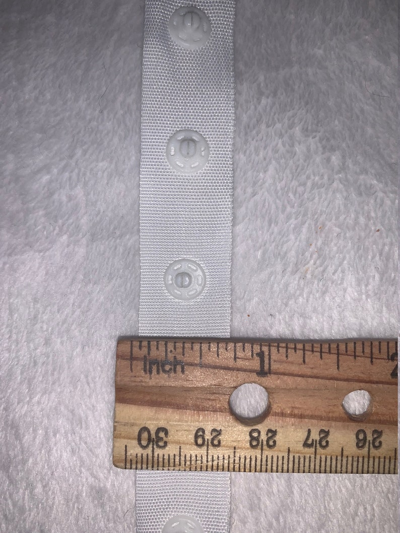 5 Yards White Rayon Plastic Snap Tape Fasteners 3/4" Wide 1" Spacing - Etsy