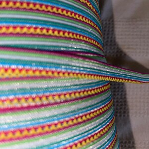 10 Yards Pastel Red Blue Rust Rainbow Stripes Sewing Craft Picot ...