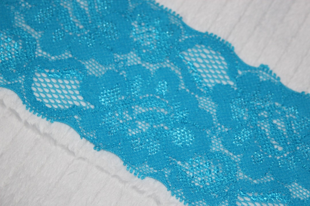 8 Yards Turquoise Aqua Stretch Galloon Lace Lingerie Hair Ties Headband ...