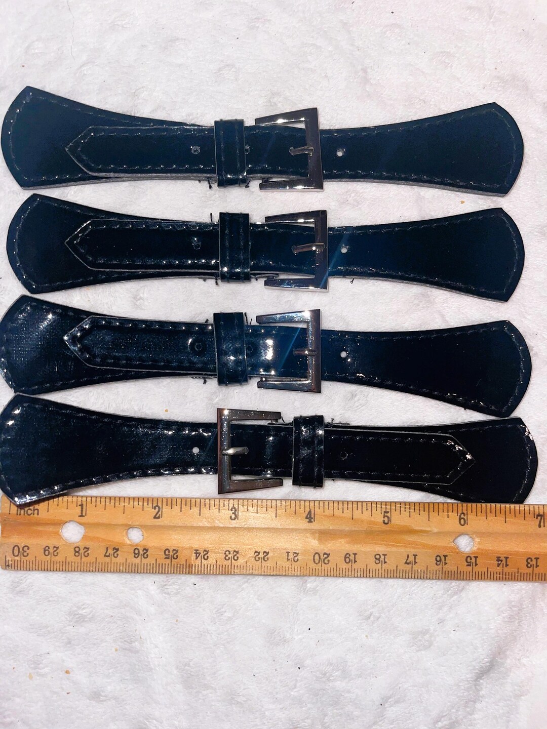 Black Patent Leather Mini Belts: Silver Buckle Gothic Set of 4 - Etsy
