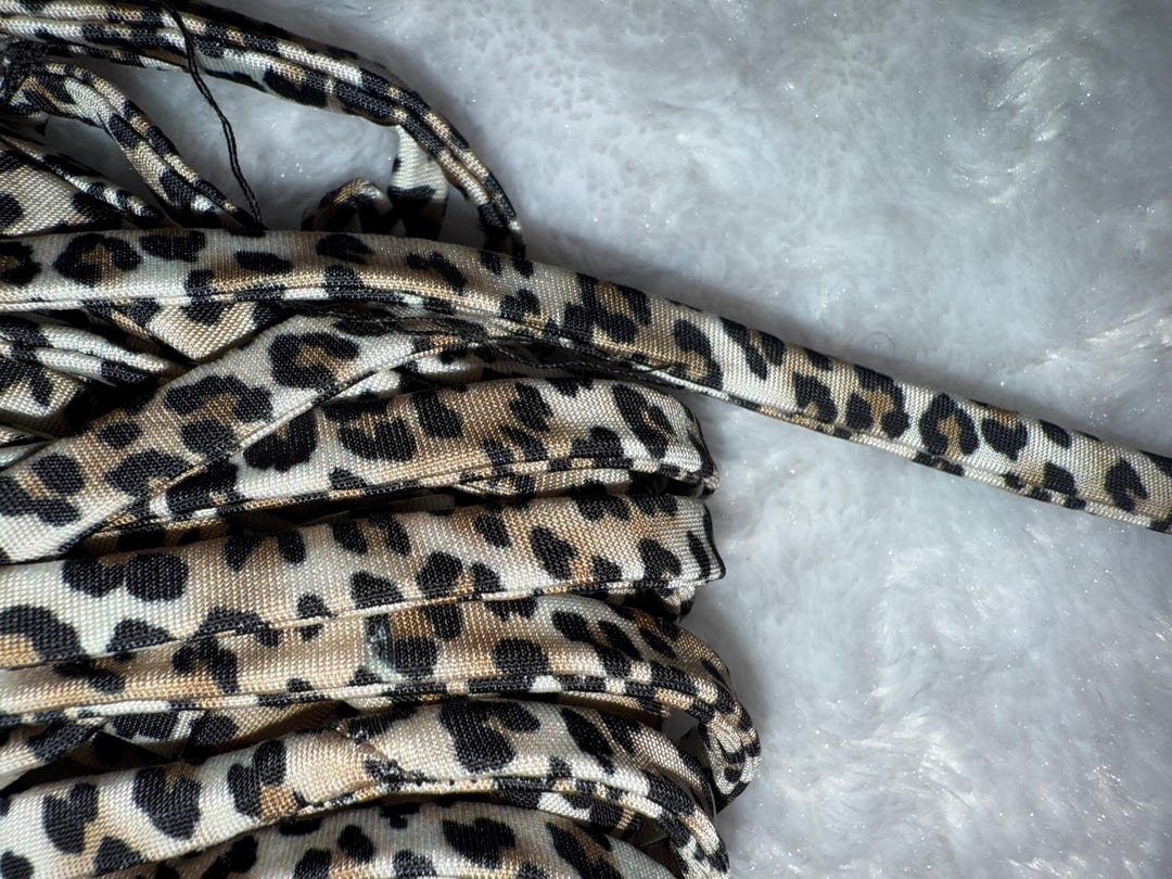 7.6 Yards Black Brown Animal Print Cheetah Leopard Strap Tube String ...