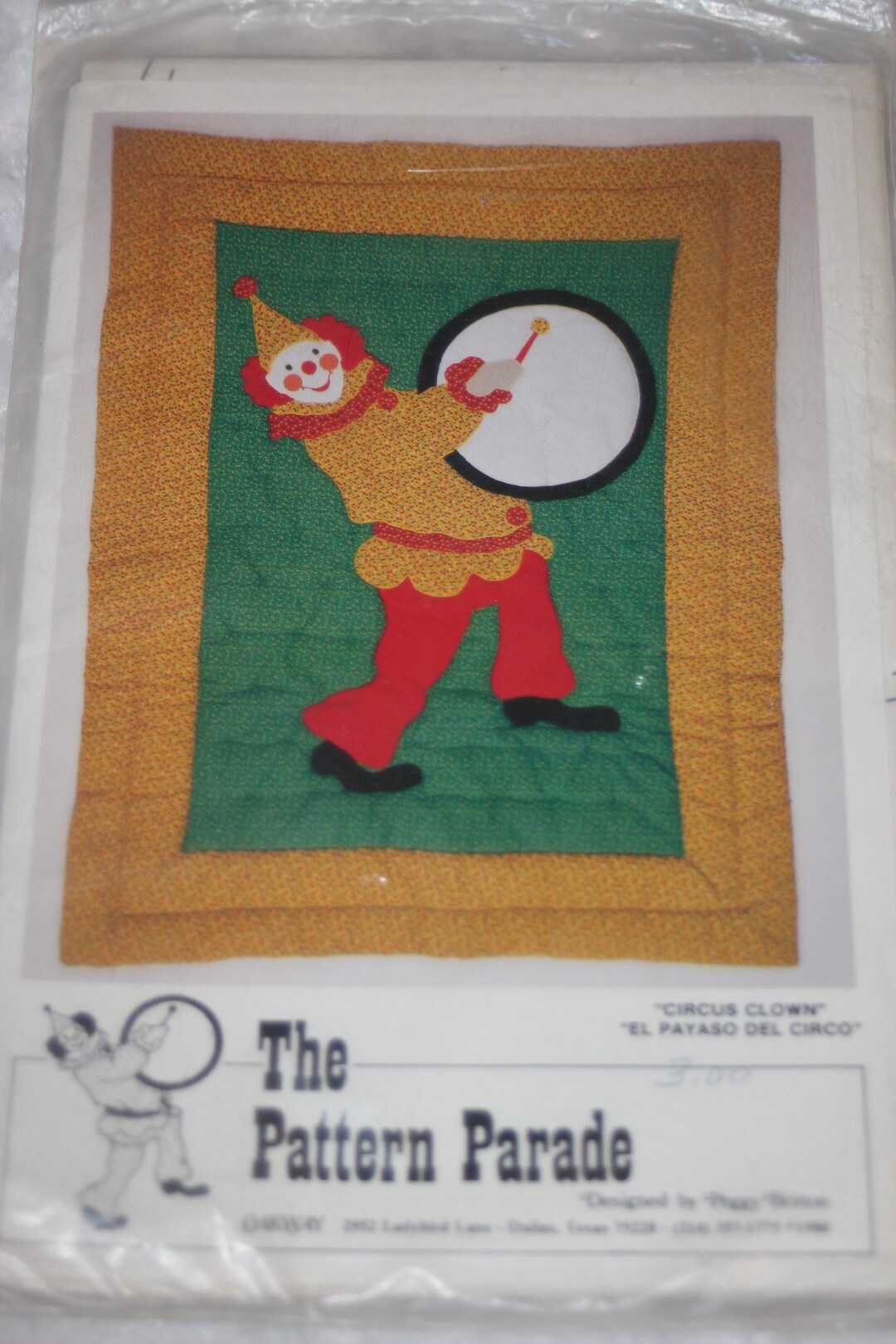 UNCUT Pattern Parade Circus Clown Drum el Payaso Del Circo Quilt Sewing ...