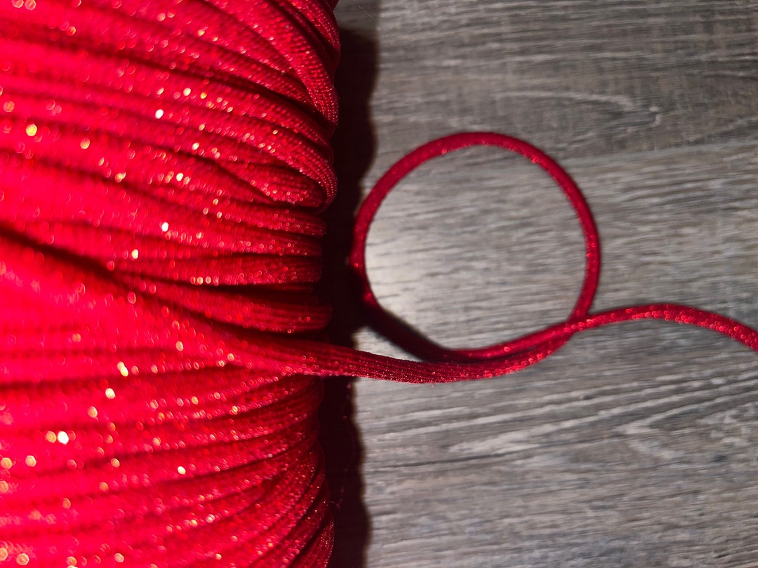10 Yards Cherry Red Sparkle Glitter Bridal Spaghetti Strap Tube String ...