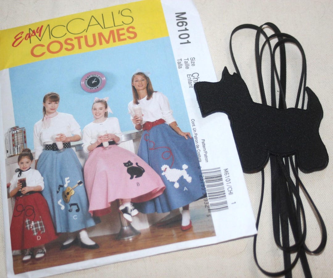 UNCUT Mccalls 6101 Halloween Costume Childs Poodle Skirt Sewing Pattern ...