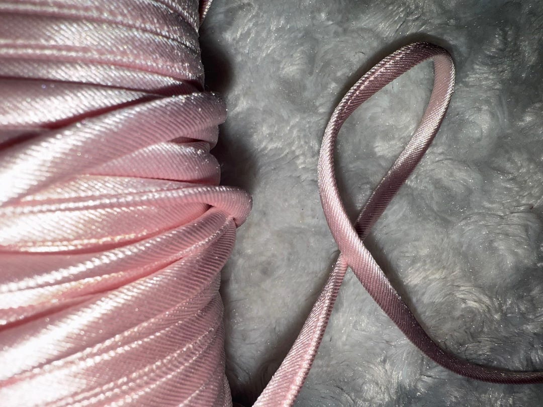 10 Yards Pastel Baby Pink Satin Fabric CORD Mask Ties Spaghetti Strap ...