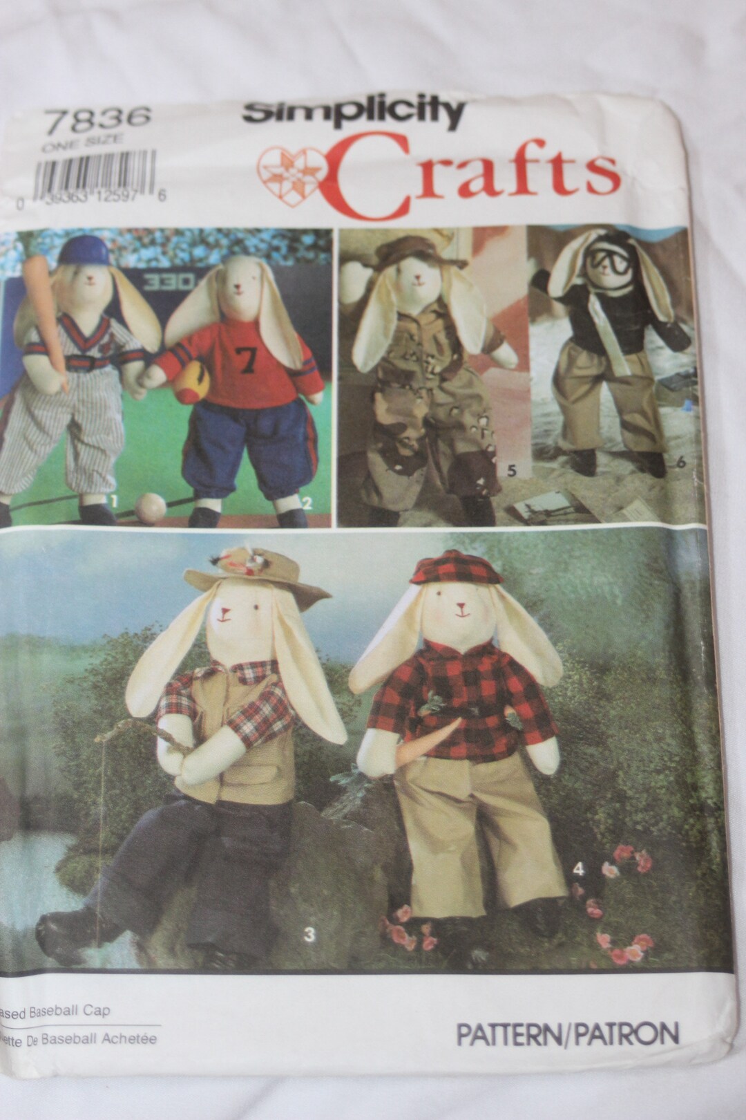 Vintage UNCUT Simplicity 7836 Sewing Craft Pattern Bunny, Clothes ...