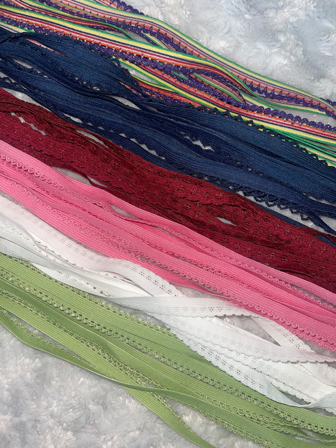 Assorted Lot 30 Yards PICOT Stretch Doll Sewing Elastic Stripes Navy ...