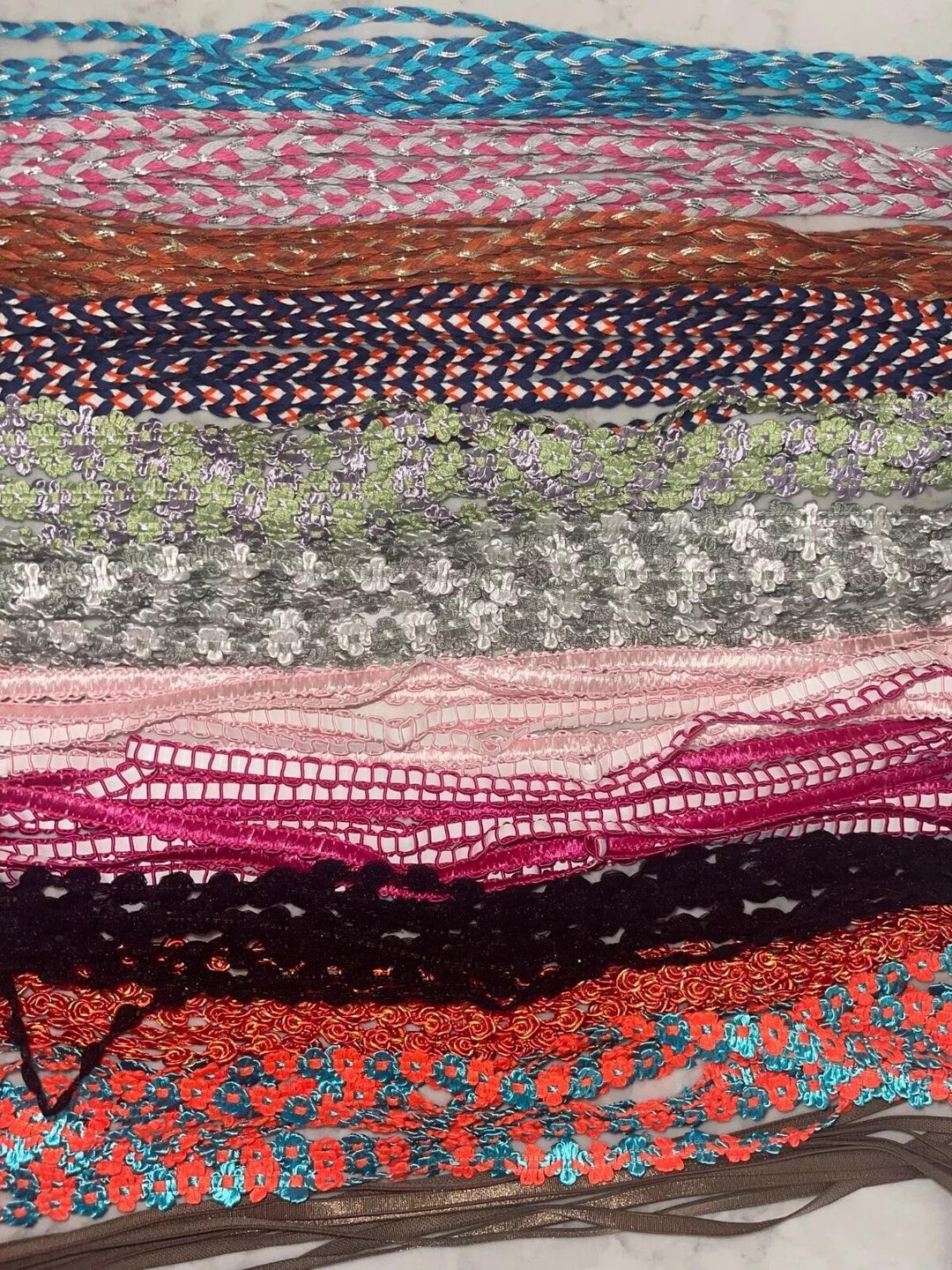 Lot 60 Yards Assorted Rococo Gimp Floral Braid Insertion Narrow Doll ...