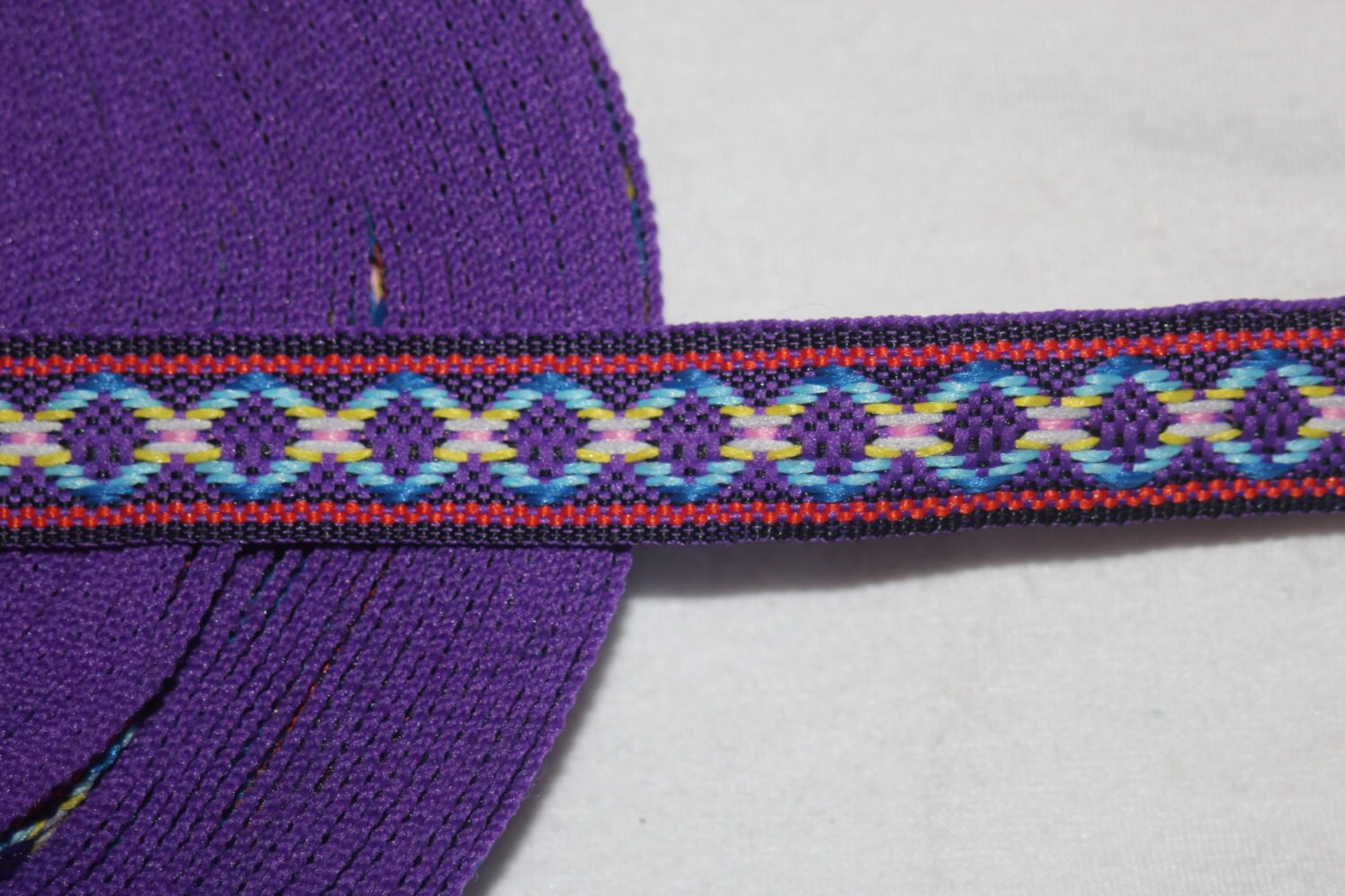 7.75 yards woven jacquard ribbon Trim Aztec Design Purple white ombre ...