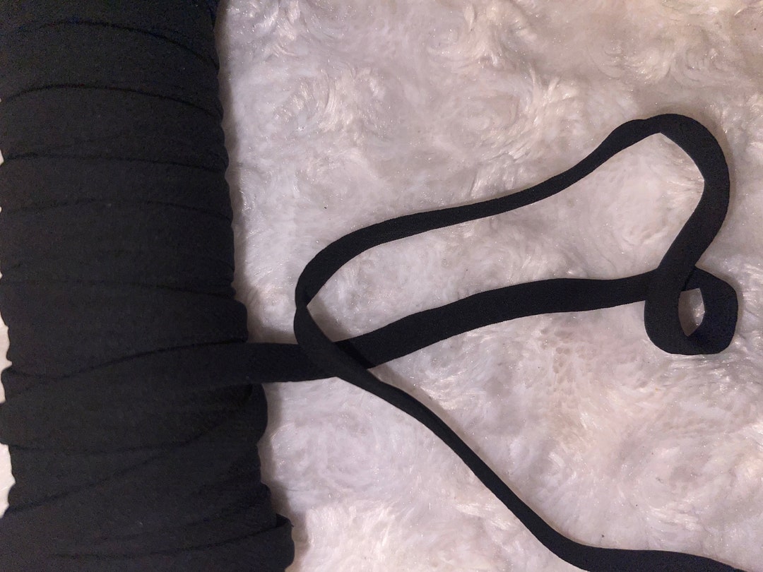 5 Yards BLACK CHIFFON Crepe Cord Cording Spaghetti Strap String 1/4 ...