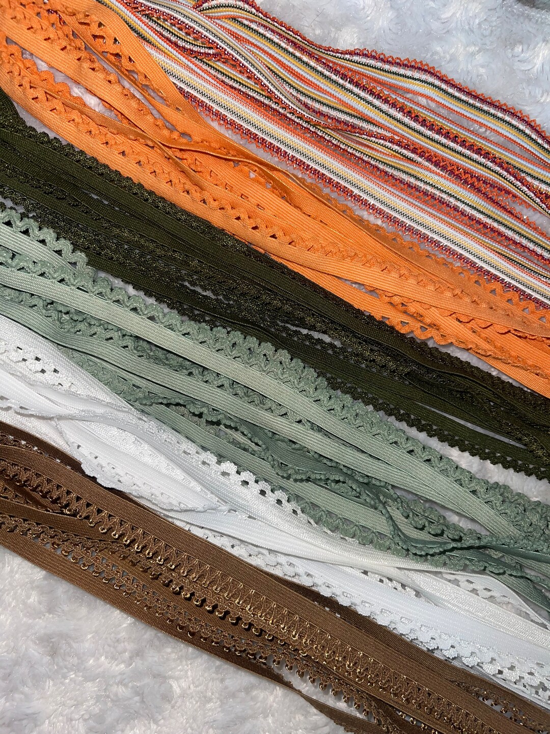 Assorted Lot 30 Yards PICOT Stretch Doll Sewing Elastic Fall Colors ...