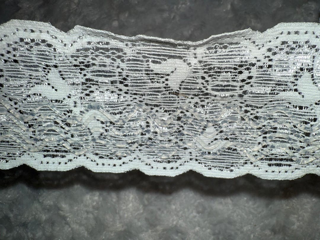 6.5 Yards WHITE Sewing Stretch Lace Silicone Backing No Non Slip 2 ...
