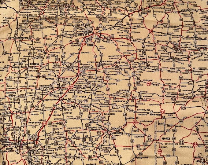 19" Remnant Tan US Map Vintage Cotton Quilt Fabric Roadtrip by Moda - Etsy