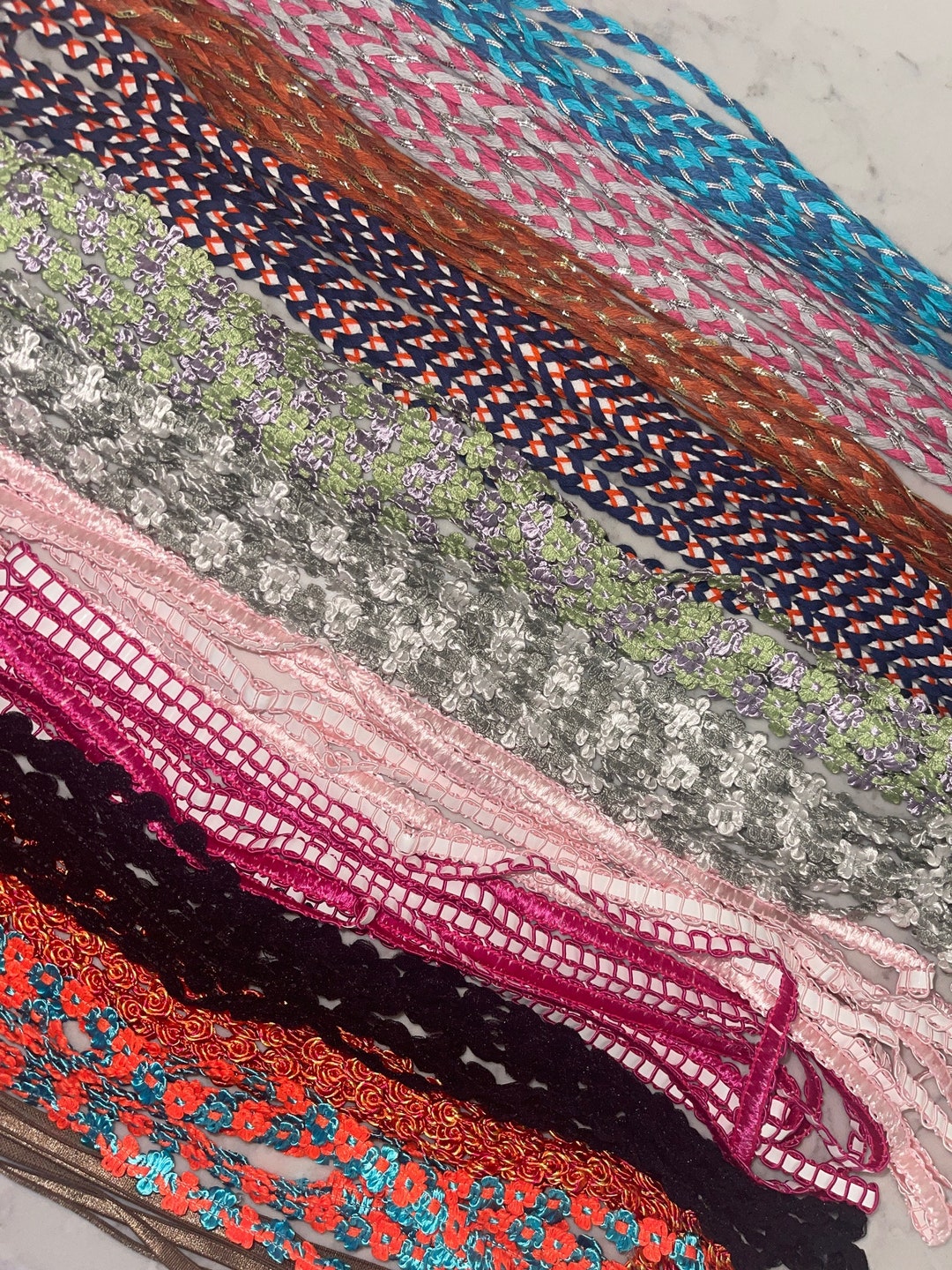 Lot 60 Yards Assorted Rococo Gimp Floral Braided Insertion Narrow Doll ...