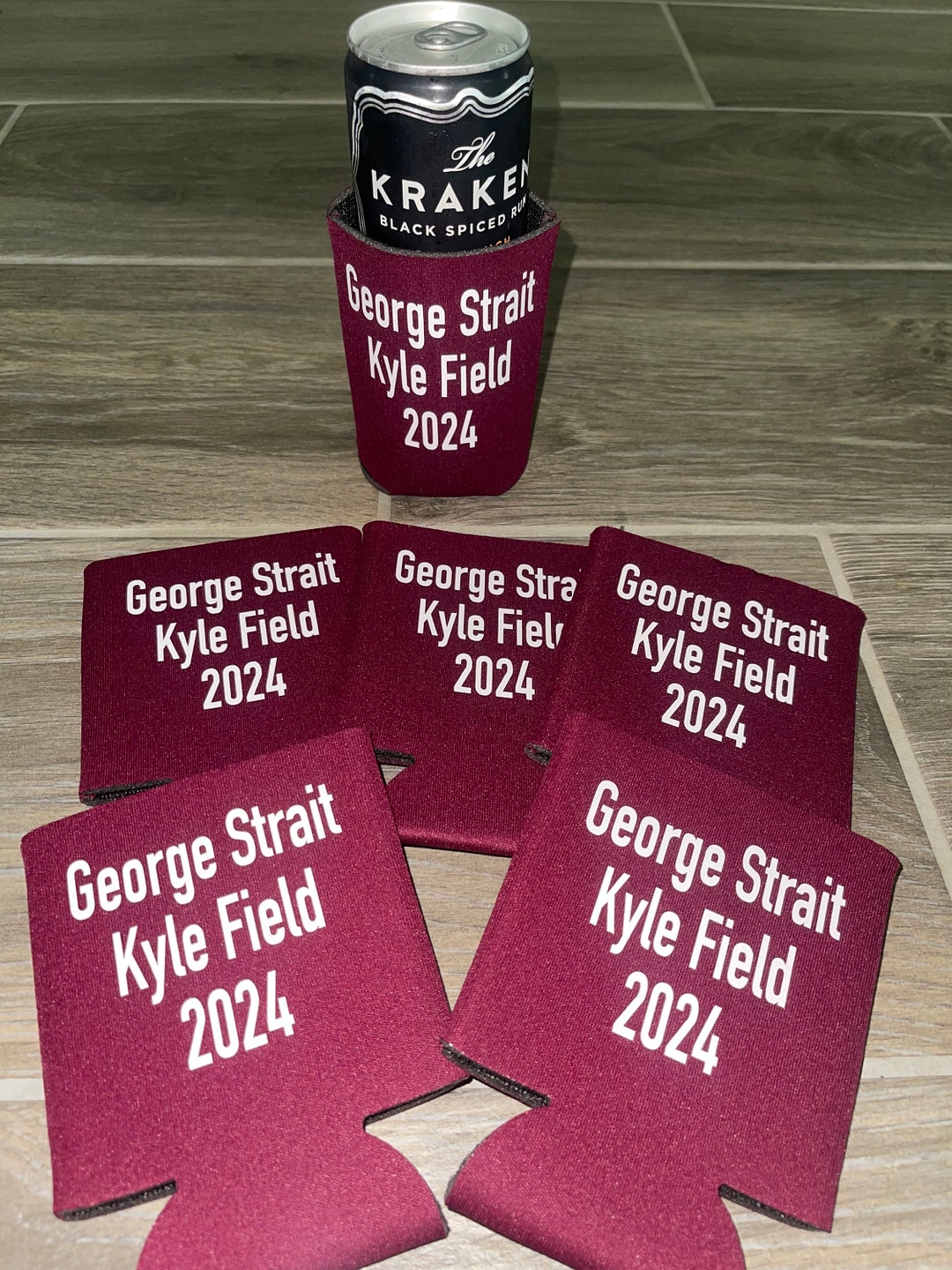 Set of 6 George Strait Kyle Field Can Coolers // Party Favor, Gift Bag ...