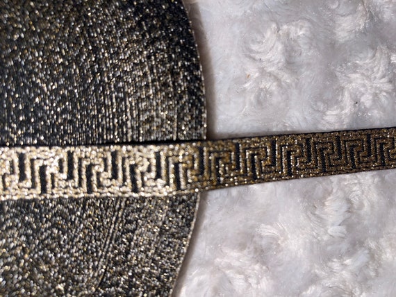 10 Yards Black Metallic Gold Greek Key Woven Jacquard Sewing | Etsy