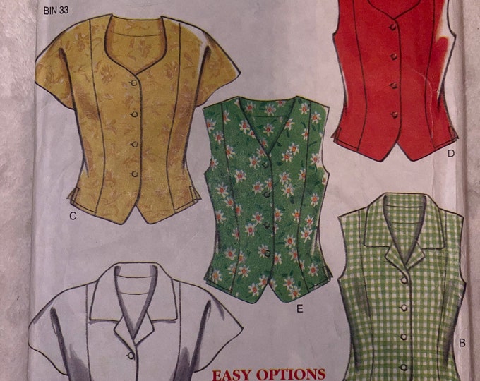 Vintage UNCUT New Look 6636 Sewing Pattern Misses Princess Seam Shirt ...