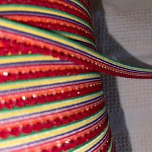 10 Yards Pastel Red Blue Rust Rainbow Stripes Sewing Craft Picot ...