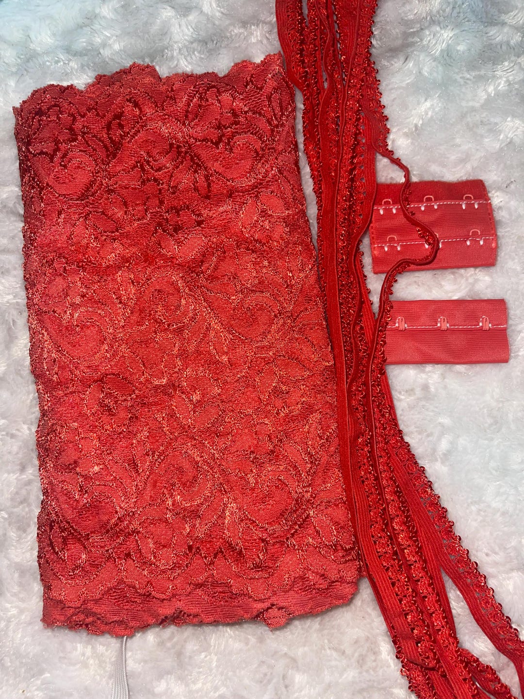 2 Yards Rust Burnt Orange STRETCH Sewing Lace Galloon 9" Extra Wide Bra ...